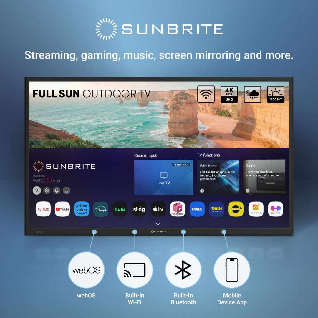 55" Solis Series - Smart Outdoor TV - Full Sun - 4K UHD HDR SB-FS-55-BL