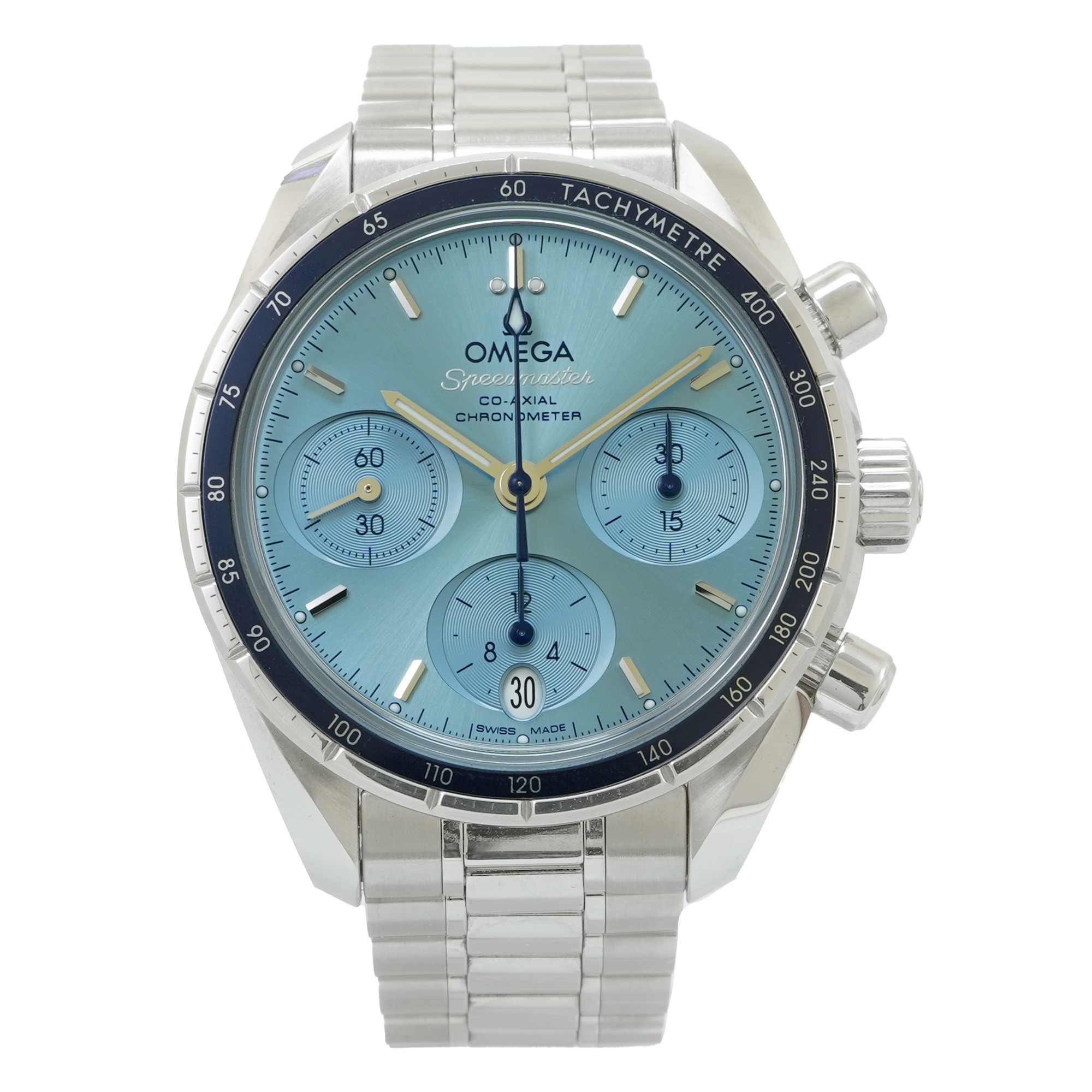 Omega Speedmaster 38 Co-Axial Chronometer Chronograph *Blue Dial ...