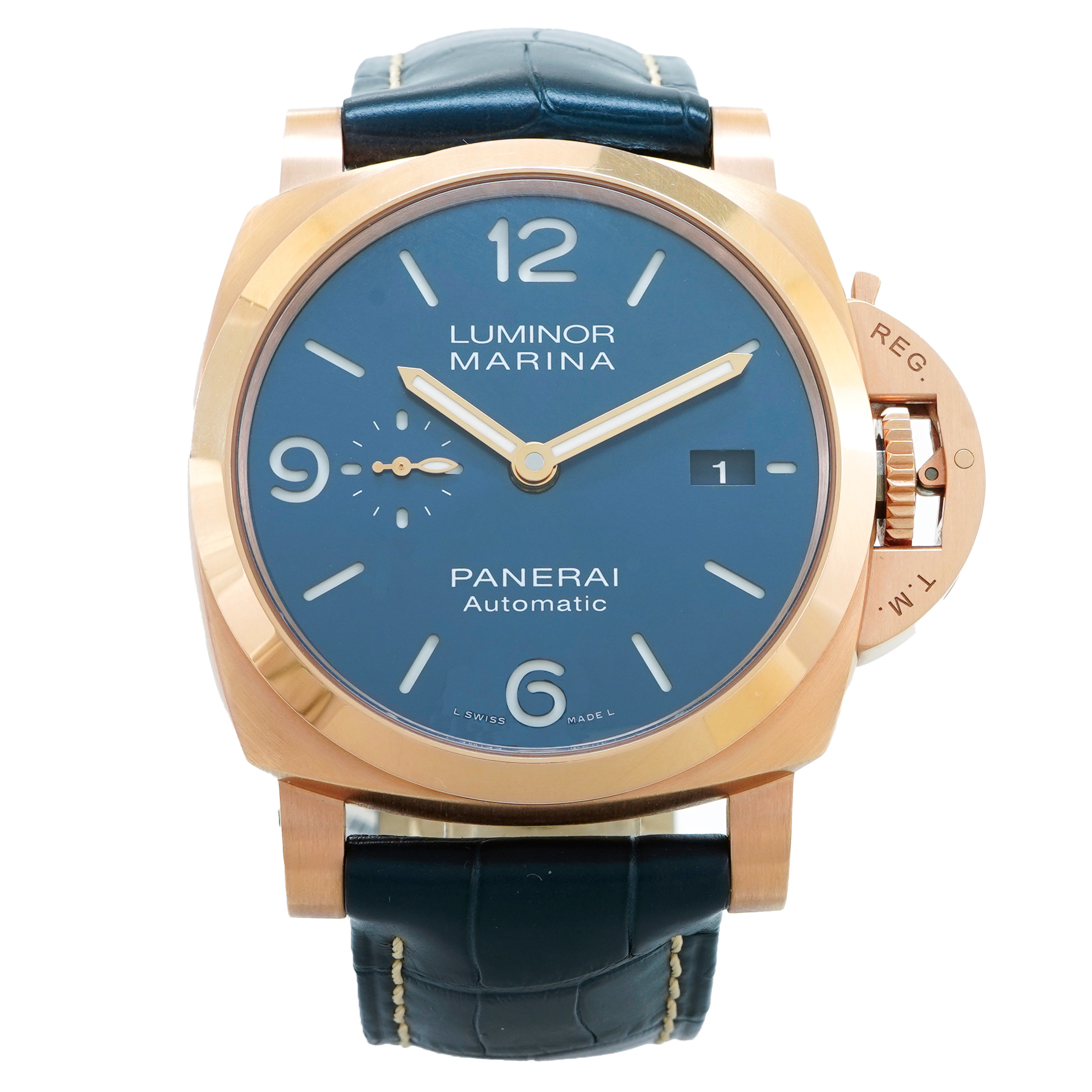Panerai Luminor Marina Automatic Rose Gold Blue Dial PAM01112 ...