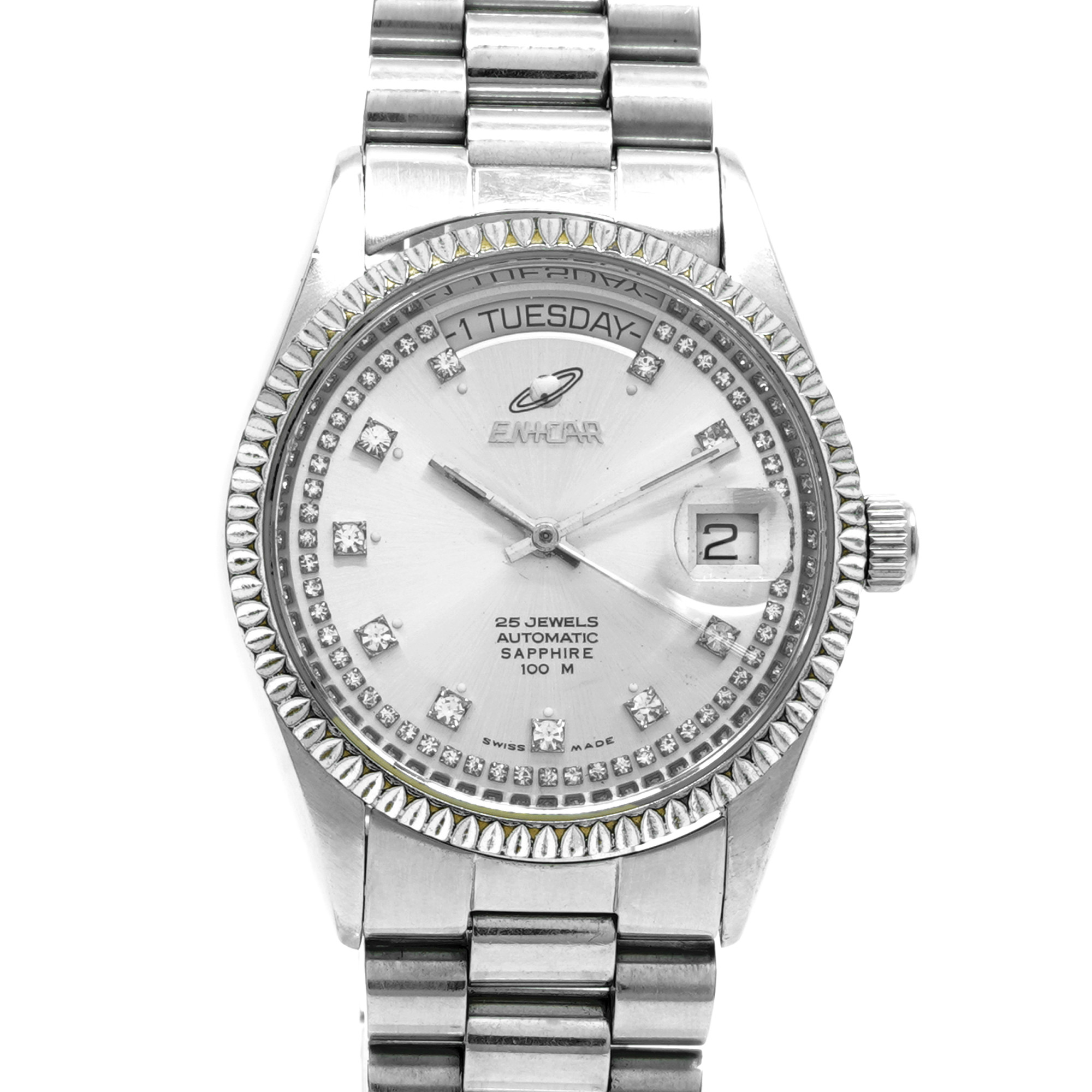 Enicar Day-Date Diamond Dial 3169-38.38 - Inventory 8050 - DelrayWatch.com