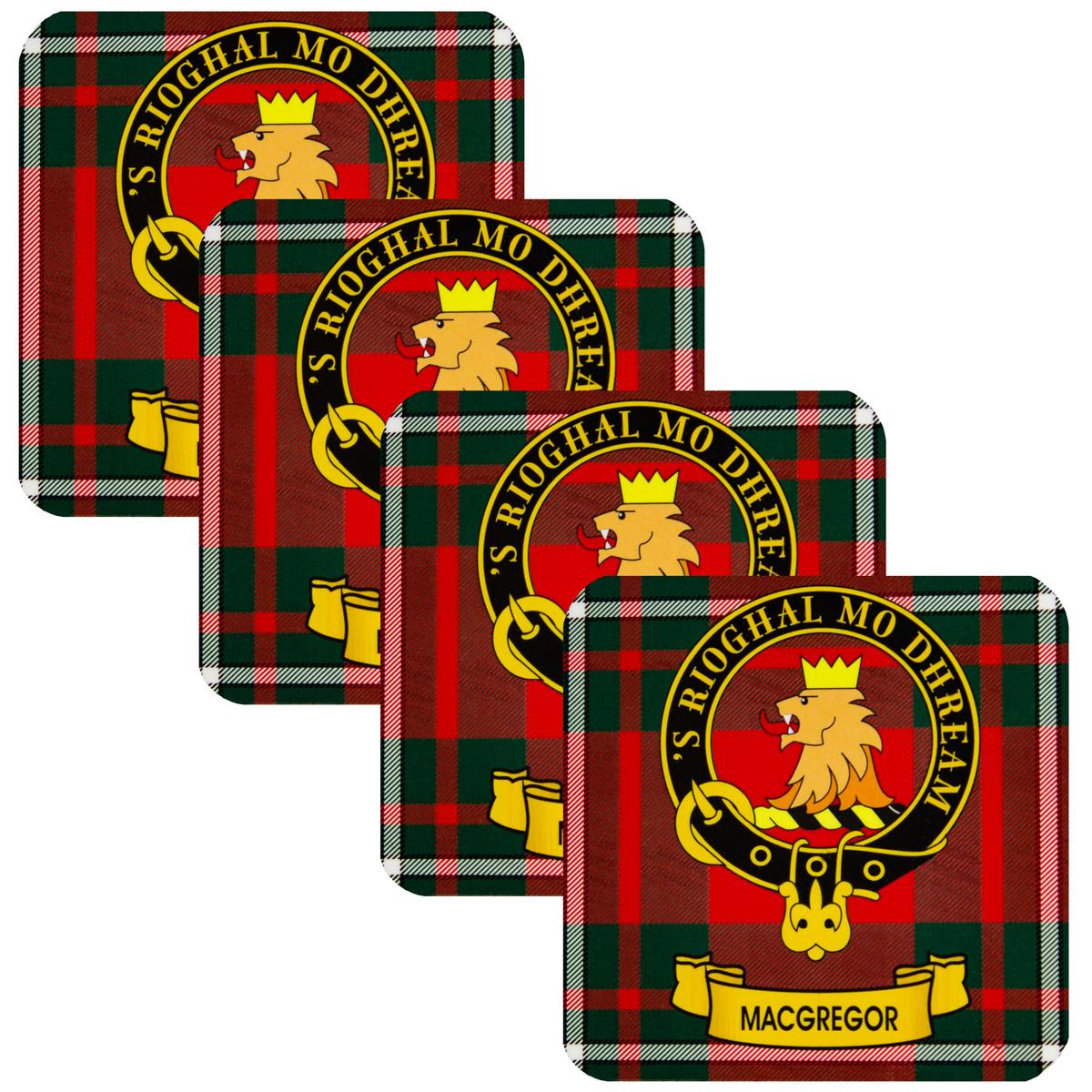MacGregor Clan Crest Square Coasters Set of 4 Cork Backed From Scotland ...