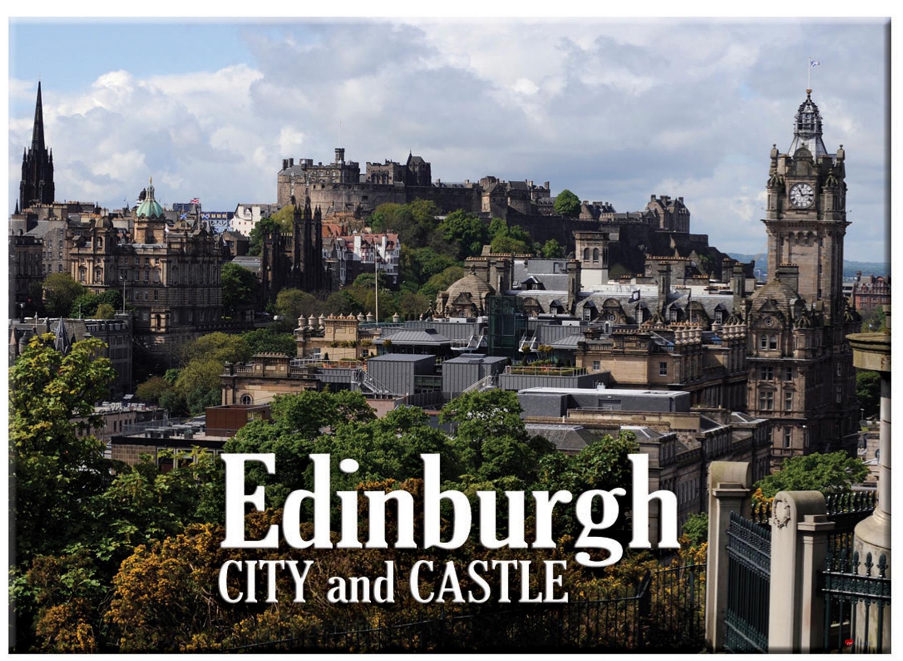 Edinburgh City and Castle Scenic Metallic Magnet - iluvscotland.co.uk