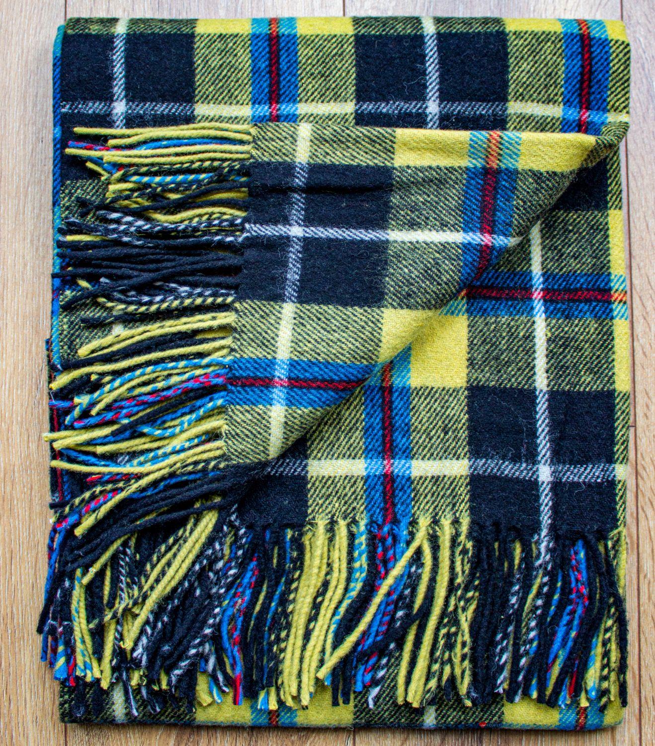 Cornish National Tartan Traditional Scottish Blanket Throw Wool Mix ...