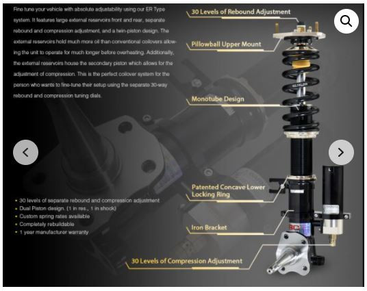 BC Racing Adjustable Coilover Kit ZR (Eye) ED/EF/EE/CRX