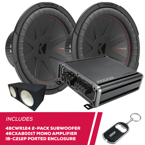 Kicker Pair of 48CWR124 12" Subwoofer with IB-C212P Enclosure and ...