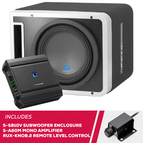 Alpine S-SB10V 10" Subwoofer Enc. & S-A60M Amplifier & RUX-KNOB.2 ...