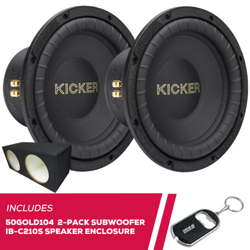 Kicker Pack of 2 50GOLD104 10" Subwoofer & IB-C210S 10" Sealed Speaker ...