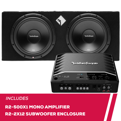 Rockford Fosgate R2-500X1 Mono Amplifier & R2-2X12 12" Subwoofer Enclosure