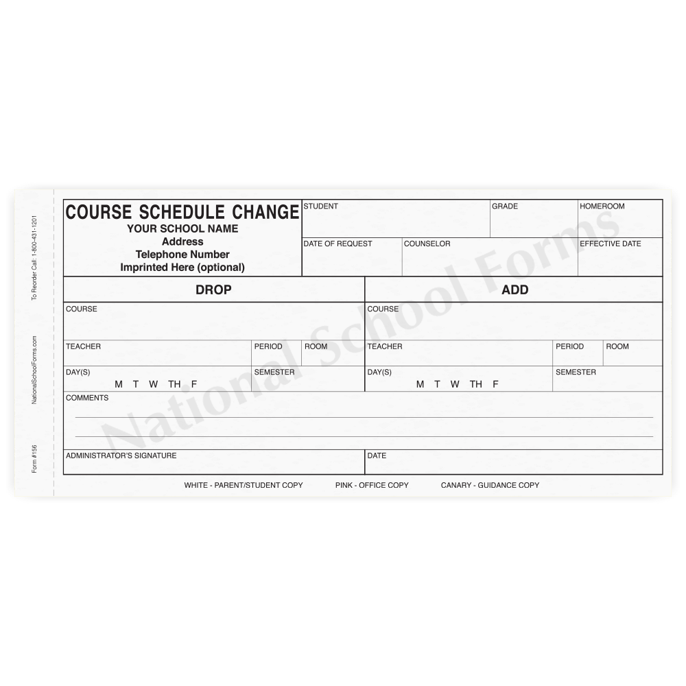 Course Schedule Change 3 Part Form NationalSchoolForms Course Schedule Change 3 Part Form NationalSchoolForms