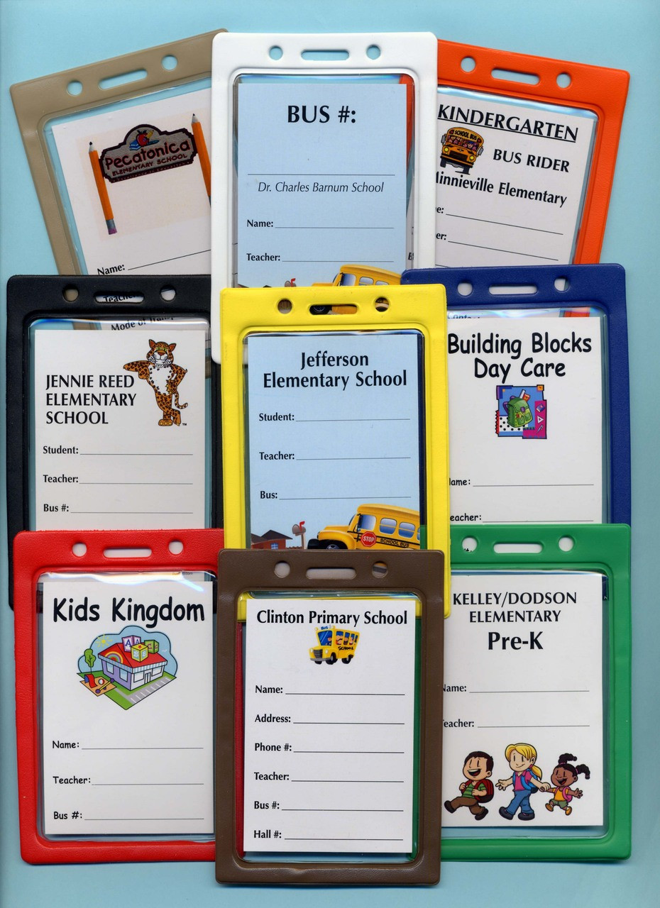 Bus Tag / Student ID Tags Custom Layout - NationalSchoolForms.com