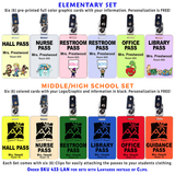 Hall Pass Set of 6 (Plastic Hall Pass Cards with Clips ...