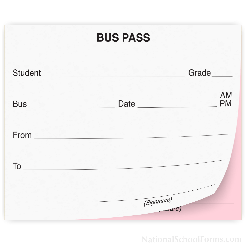 Bus Pass Slip - NationalSchoolForms.com