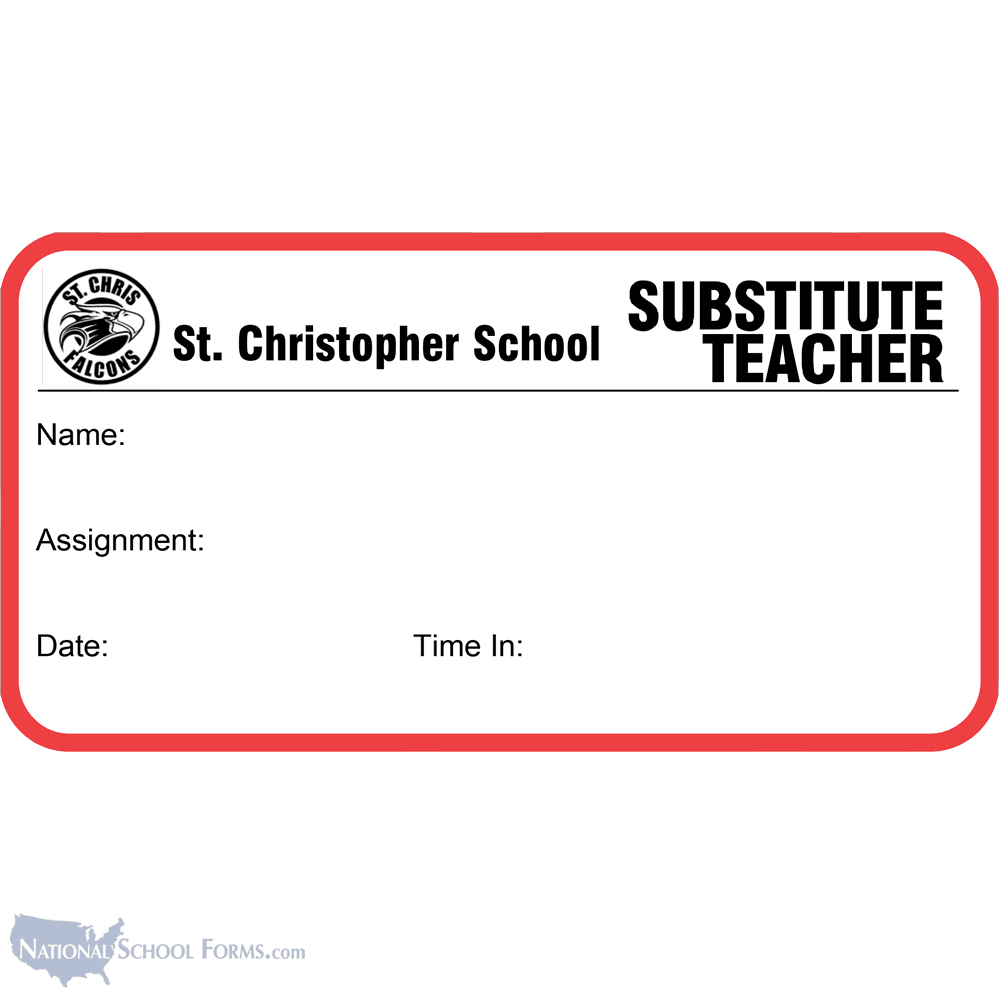 Substitute Teacher Label Book - Customized - NationalSchoolForms.com