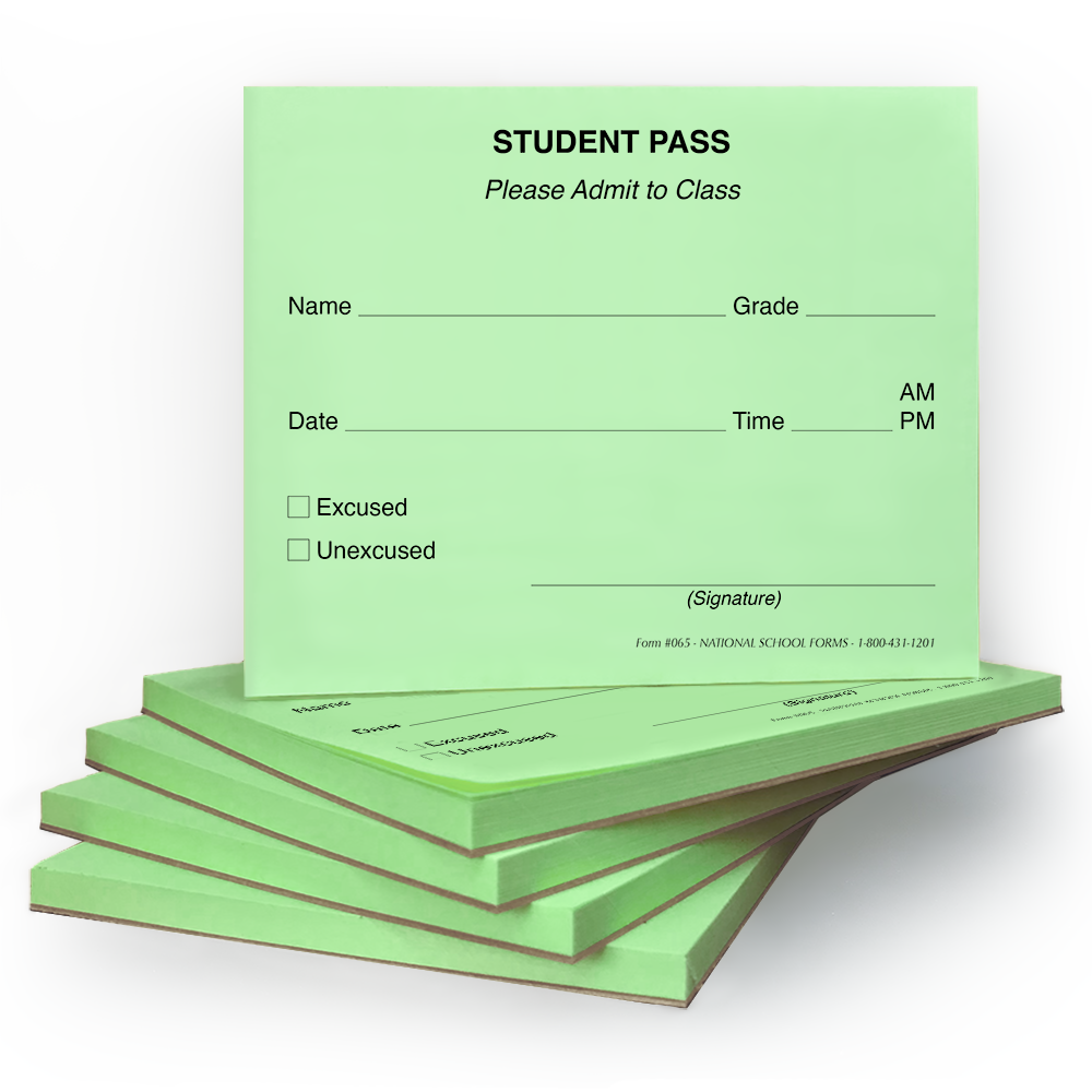 Student Pass Pad - Tardy Admit - Late Pass Pad