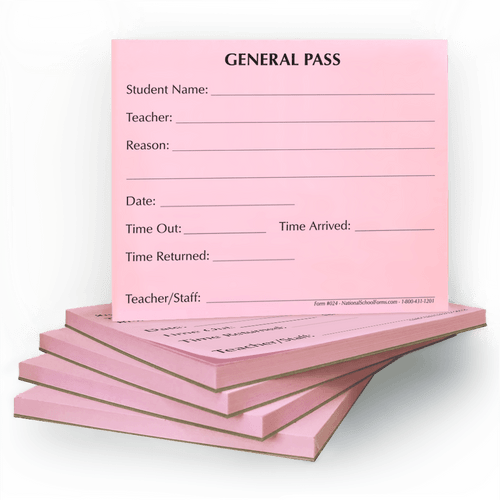 SCHOOL FORMS - Hall Passes - NationalSchoolForms.com