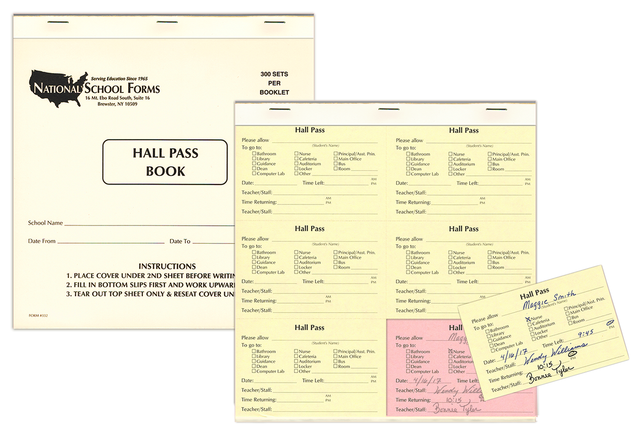 Hall Pass Book | Hallway Pass Corridor School Pass Slip