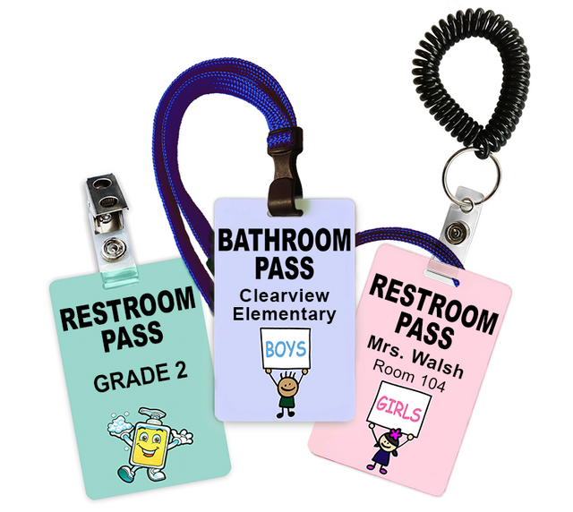 Bathroom Pass and Restroom Passes for School Hallways | Durable ...