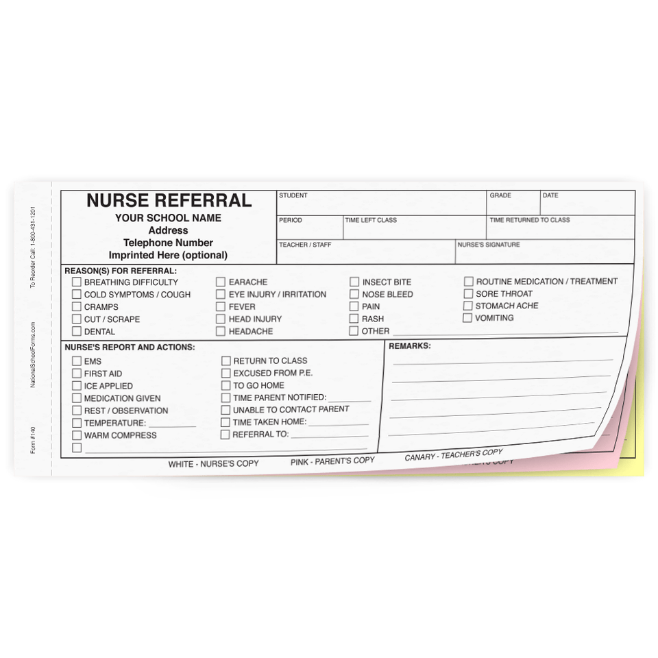 Nurse Referral - 3 part - NationalSchoolForms.com