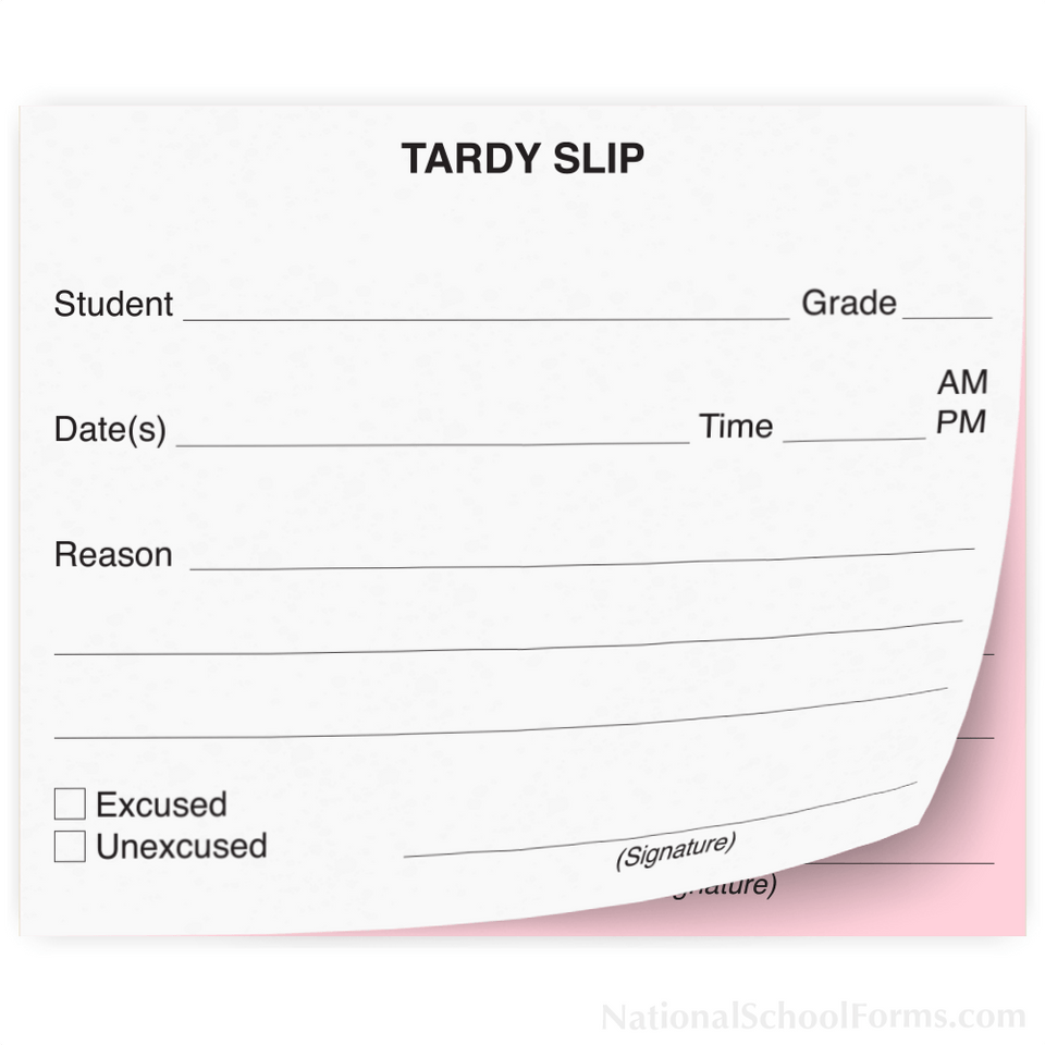Tardy Slip and Late Pass for Admit to Class