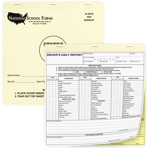 Driver's Daily Report Booklet - NationalSchoolForms.com