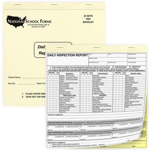 Daily Inspection Report Booklet with Pre and Post Trip ...