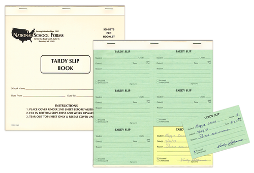 Tardy Slip Booklet - 300 Slips per Book - NationalSchoolForms.com