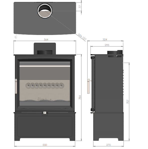 Charlton and Jenrick Woodtec 5 Extra Wide Wood Burning Stove 5kw