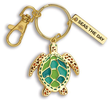 Seas The Day Sea Turtle Enamel Keychain - Loggerhead Marinelife Center