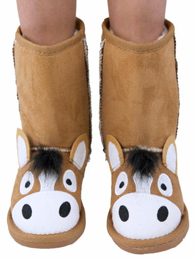 Kid's Horse Toasty Toes Slippers - Black Swamp Boots