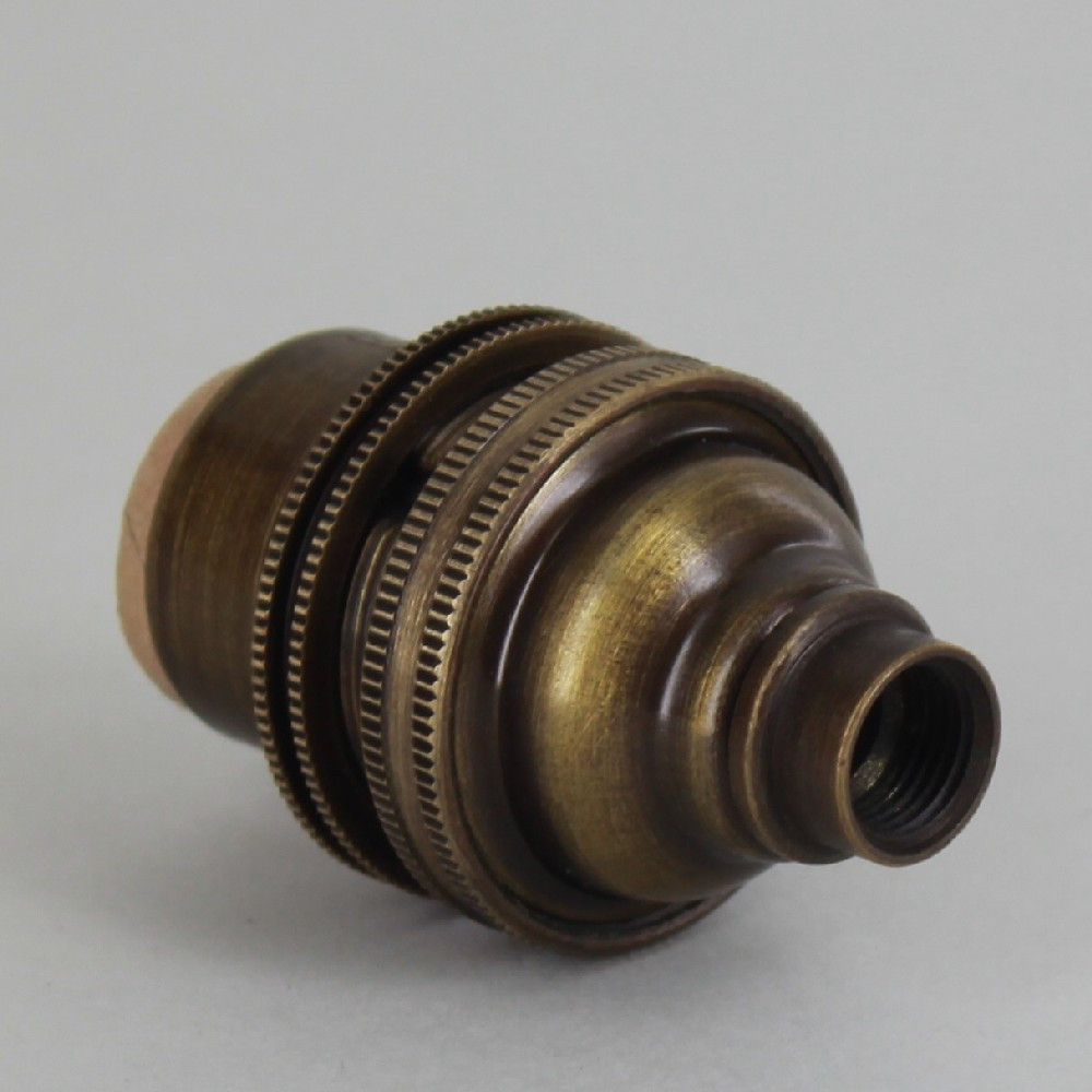 Antique Brass Finish E-12 Threaded Socket with Shade Ring and Porcelain ...