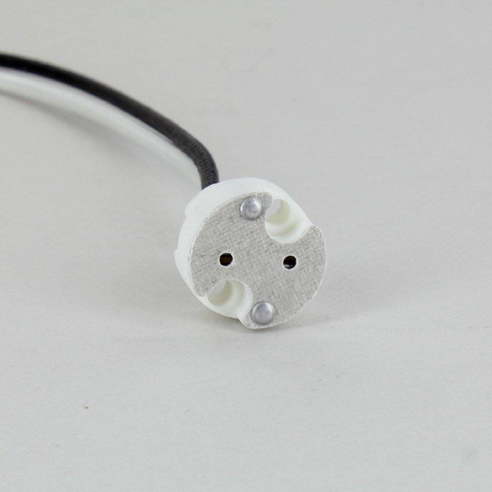 G8 Bi-Pin Porcelain Lamp Socket with 6in Long Wire Leads.