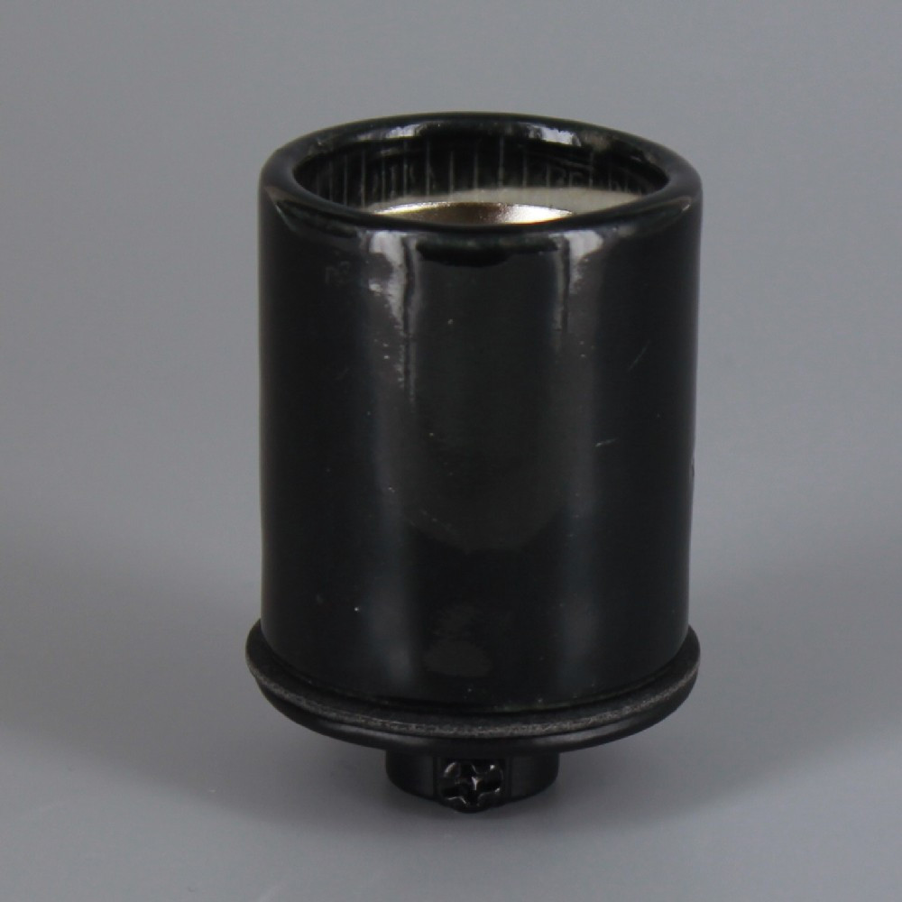 Black Glazed E-26 Base Porcelain Keyless Socket with Screw Terminals