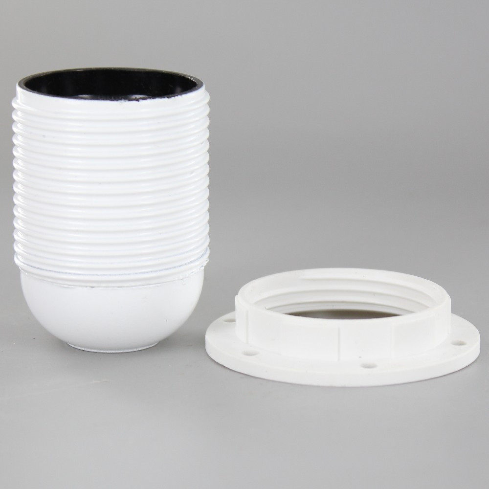White E-26 Base Phenolic Socket with Threaded Outer Shell and 1/8ips ...