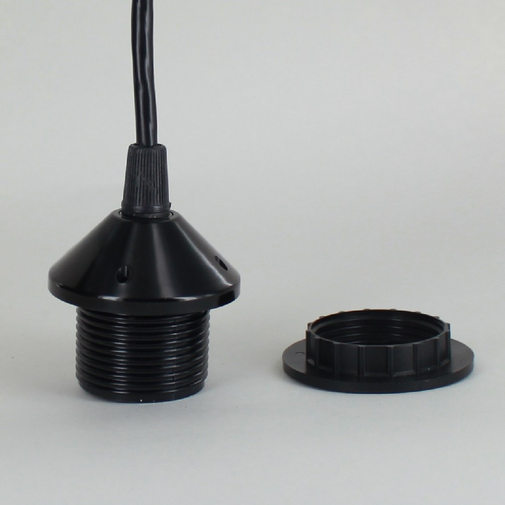 Black E-26 Phenolic Pendant Socket Threaded Shoulder with Ring and Pre ...