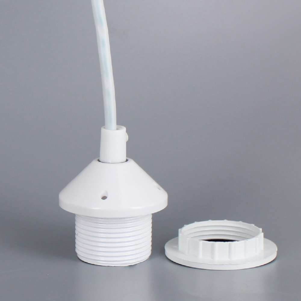 White E-26 Phenolic Pendant Socket Threaded Shoulder with Ring and Pre ...