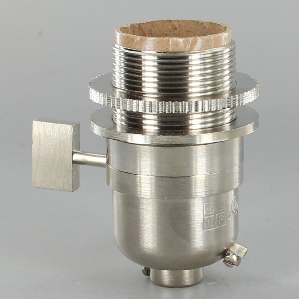 Smooth Shell Long Uno Threaded One Way Square Key Lamp Socket - Satin ...