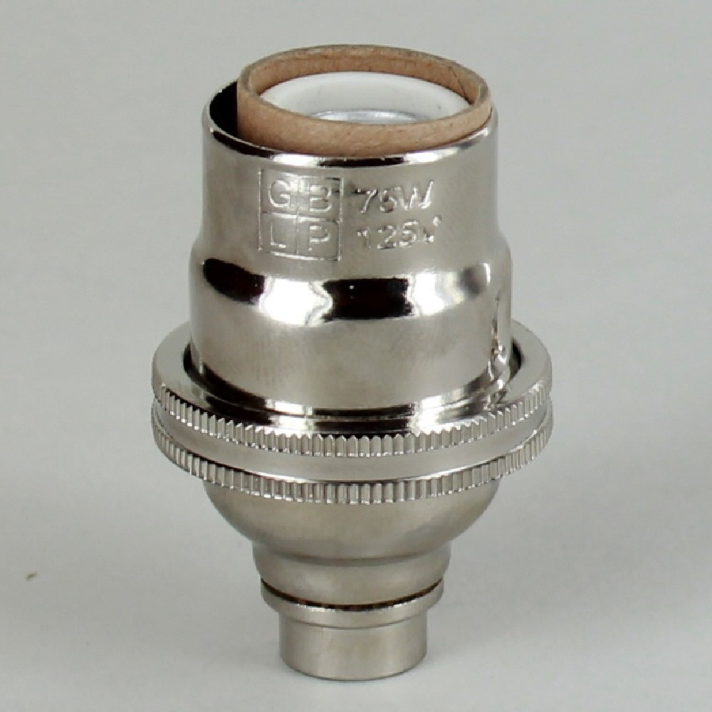 Polished Nickel Finish E-12 Socket with Porcelain Interior and Captive Ring