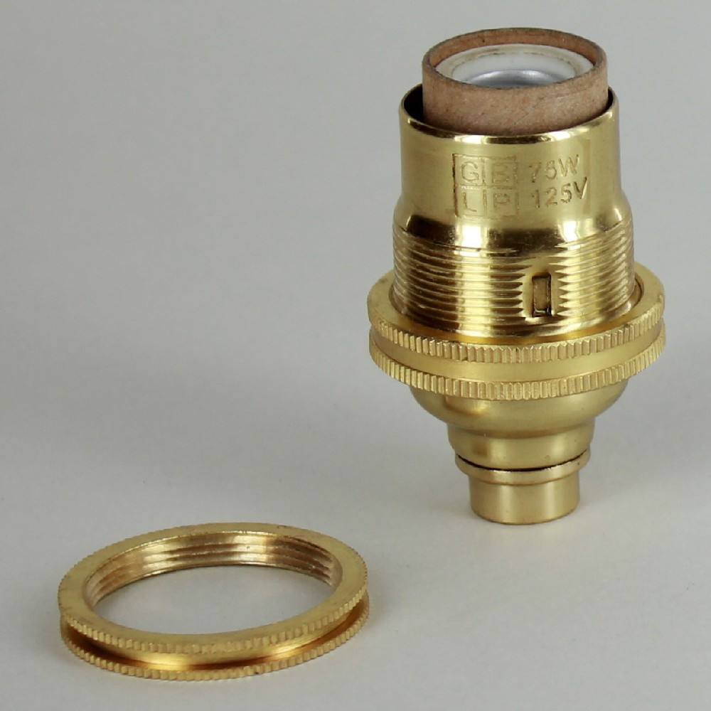Polished Brass Finish E-12 Threaded Socket with Shade Ring and ...