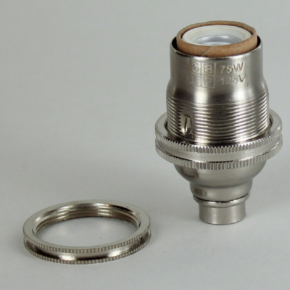 Satin Nickel Finish E-12 Threaded Socket with Shade Ring and Porcelain ...