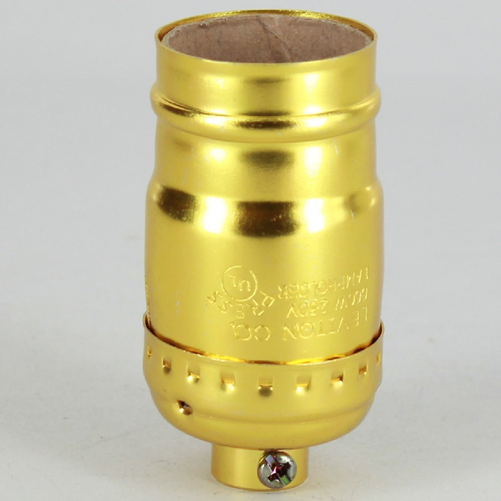 Tall Keyless E-26 Lamp Socket - Polished Gilt Finish