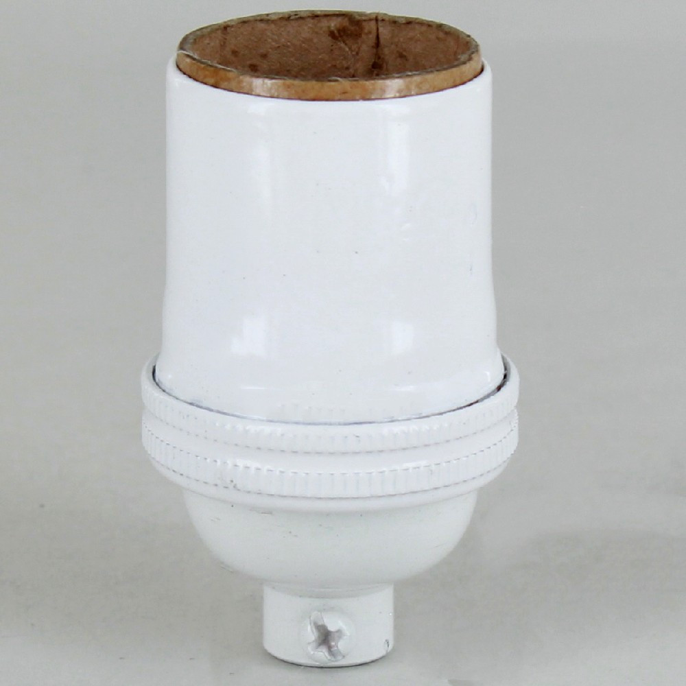 White Powdercoated Finish E-26 Keyless Socket with 1/8ips. Female Cap
