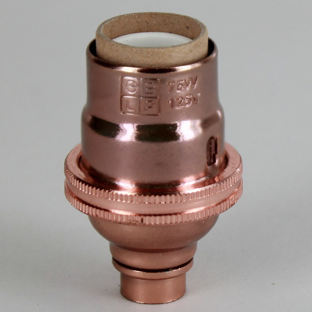 Polished Copper Finish E-12 Socket with Porcelain Interior and Captive Ring