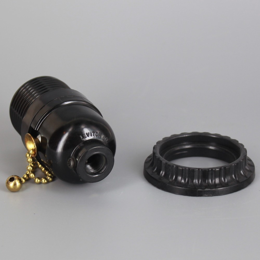 E-26 Base Phenolic Brass Pull Chain Socket with Threaded Shell and ...