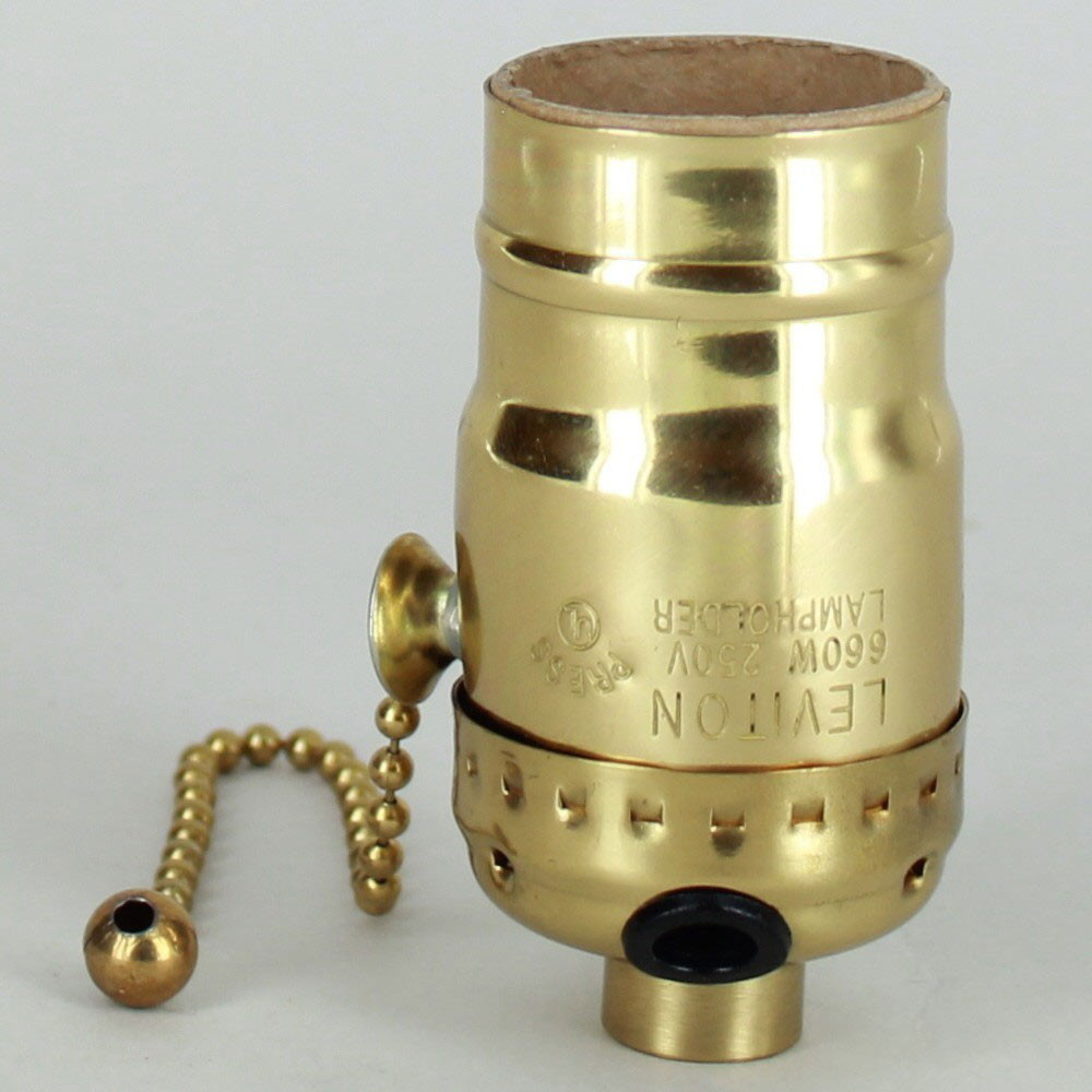 Leviton - Polished Brass E-26 Pull Chain Socket with 1/8ips. Threaded ...