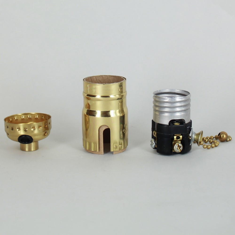Leviton - Polished Brass E-26 Pull Chain Socket with 1/8ips. Threaded ...