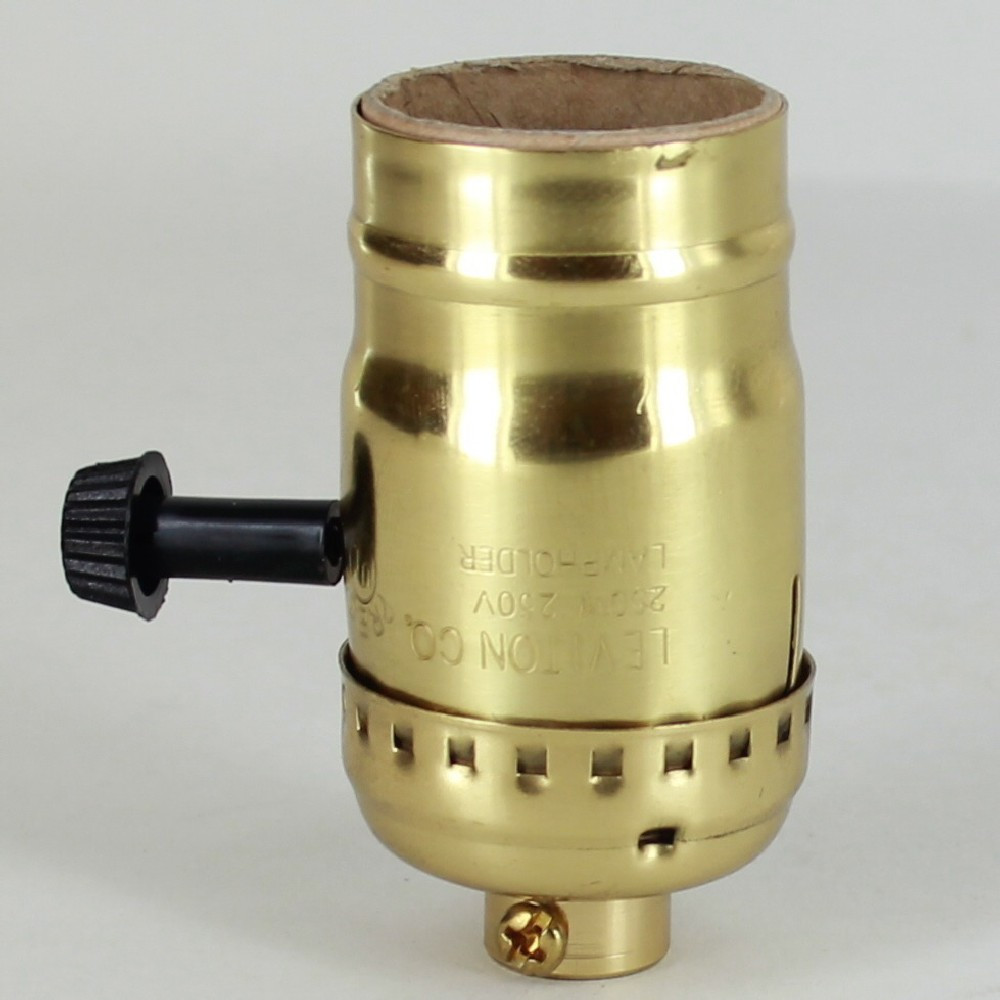 Leviton - Polished Brass 3-Way Turn Knob Socket with 1/8ips. Female Cap ...