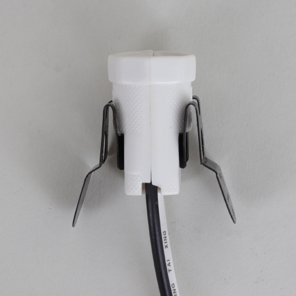 White Phenolic Candelabra Lamp Socket with Snap In Spring Clip and 24in ...