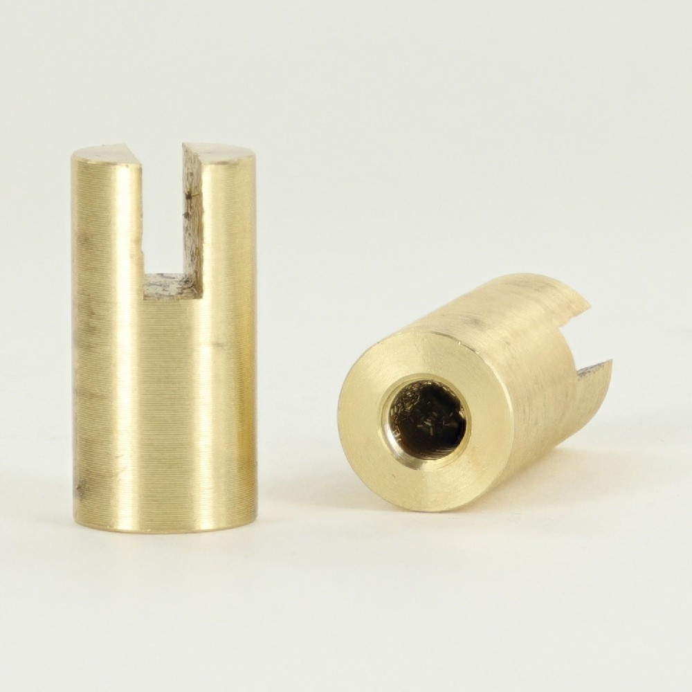 1/4-27 UNF - Slotted Top Finial Base with Set Screw - Unfinished Brass