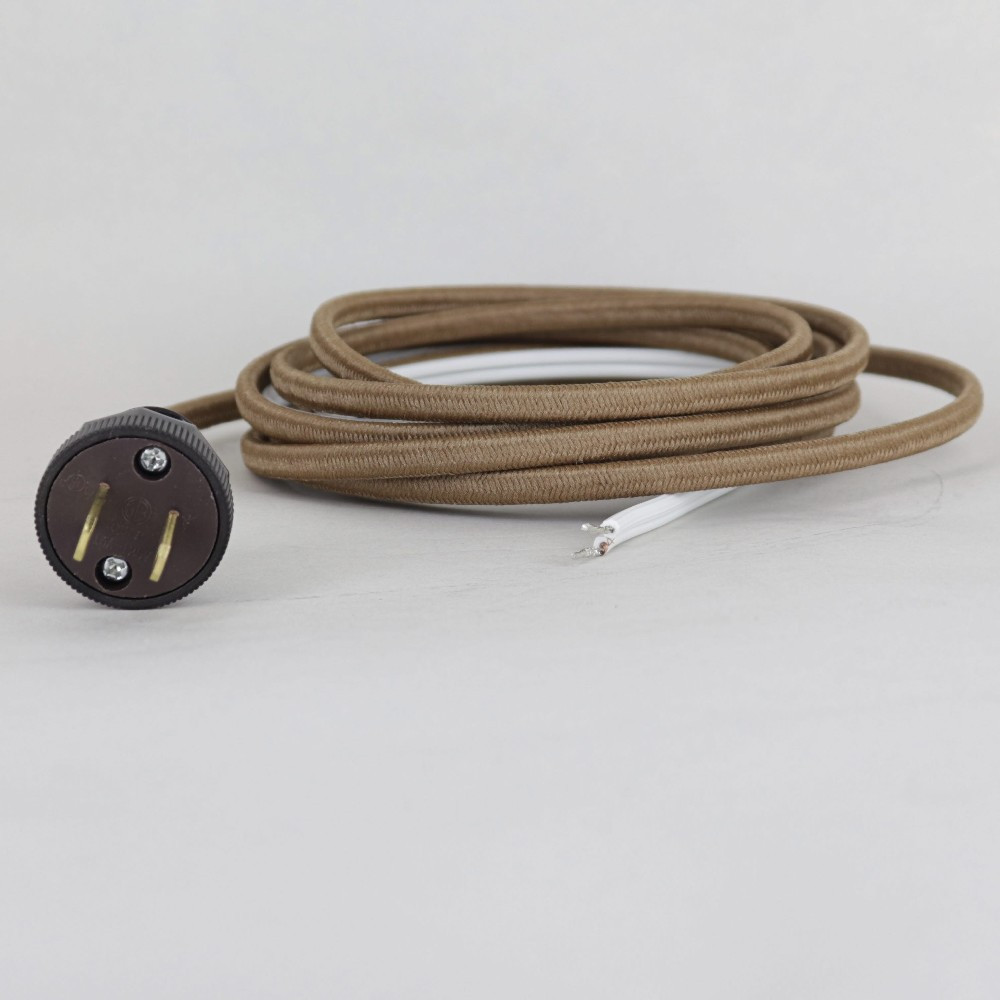 12ft. Metallic Leather Nylon Braided SPT-2 Wire Lamp Cordset with ...