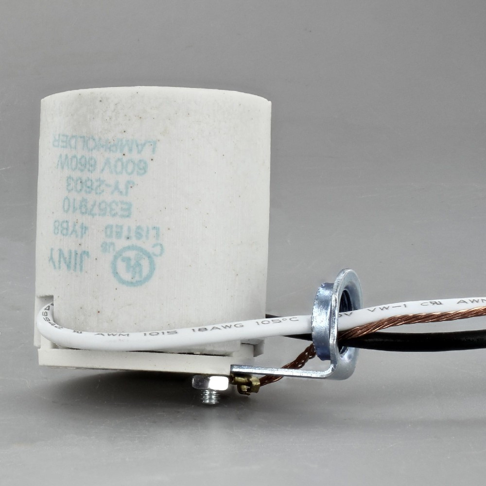 E-26 Porcelain 90 Degree Lamp Socket with 1/2in Long 1/8ips Hickey and ...